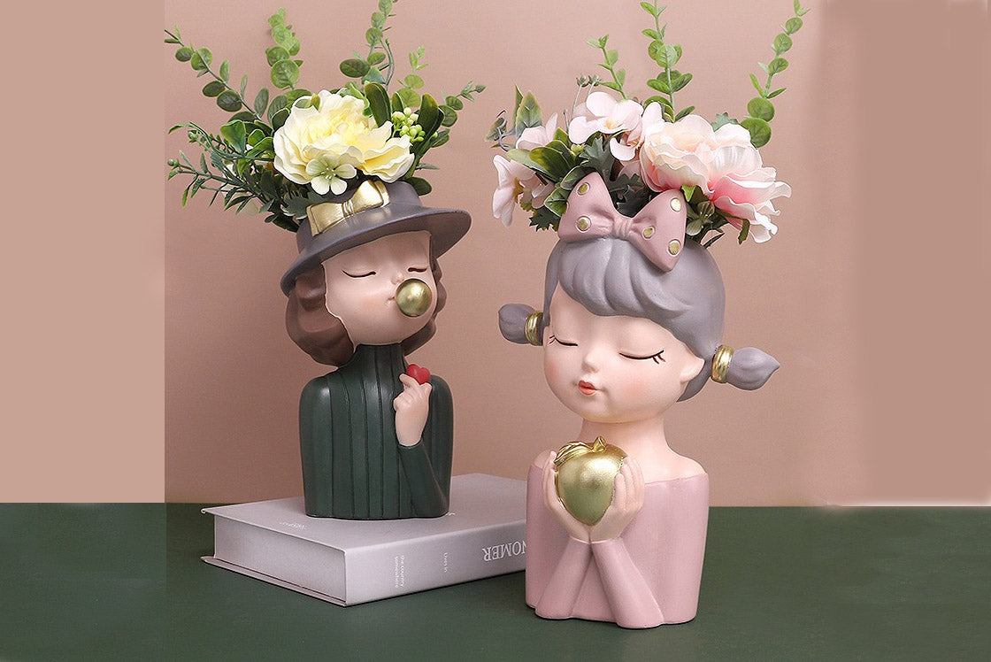 Elegant girl Pots - Flower planters - Resin Planters – Doris Creations ...