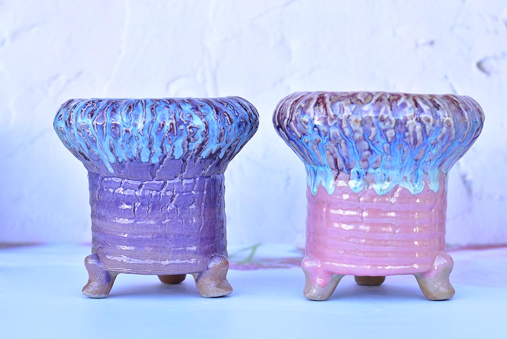 Tall crackle style succulent pot - ceramic flower pot (15cm*15cm ...